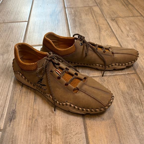 Salkin | Shoes | Salkin Men Italian Leather Lace Up Casual Moccasin ...